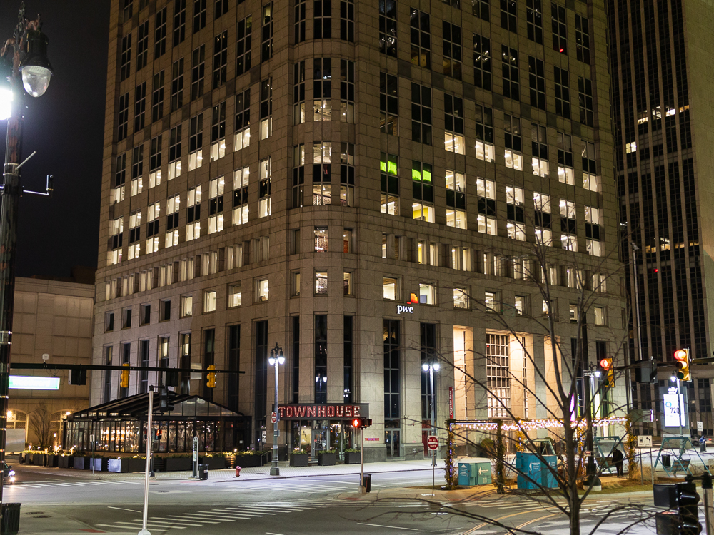 Deadline Detroit | Gallery: Gilbert's Bedrock Lights Up Detroit's ...
